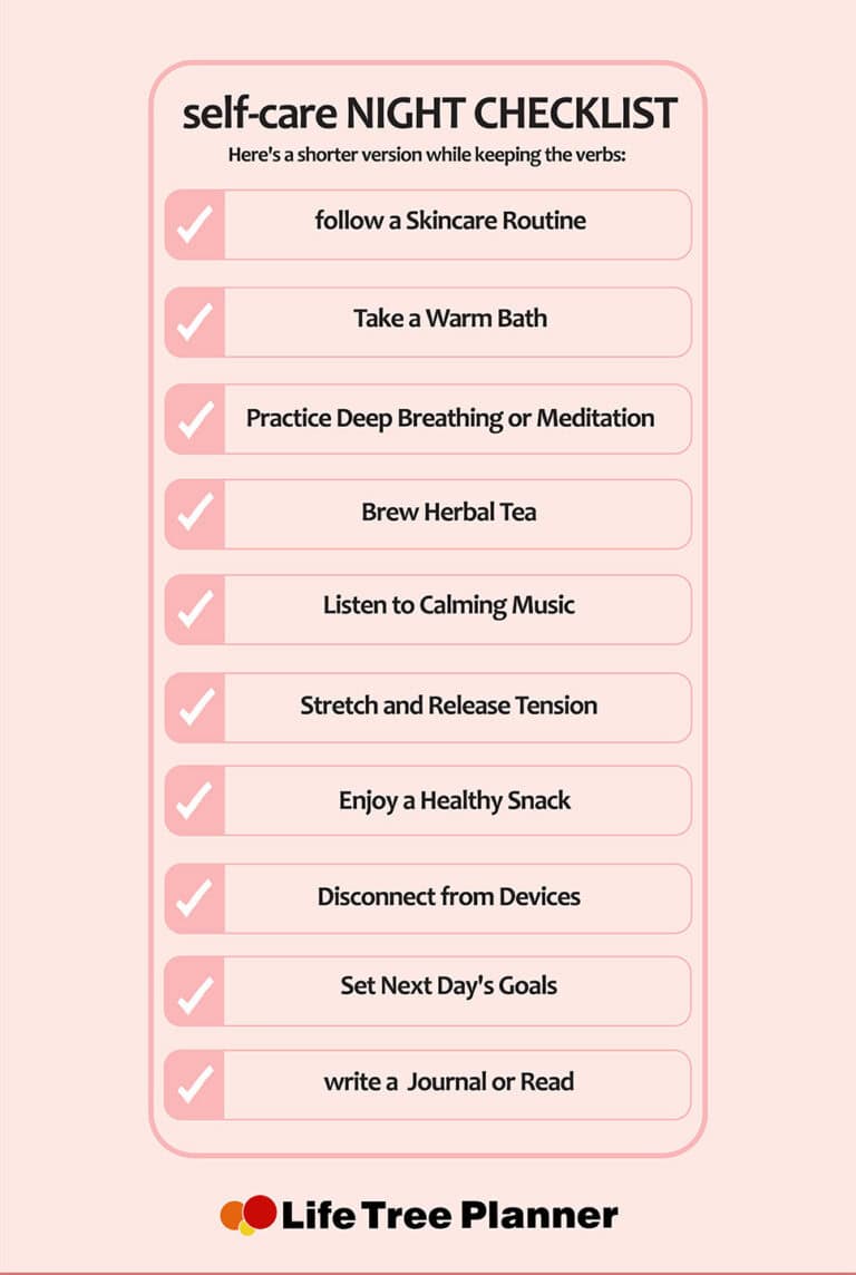 Self-Care Night Checklist: 10 Night Routines